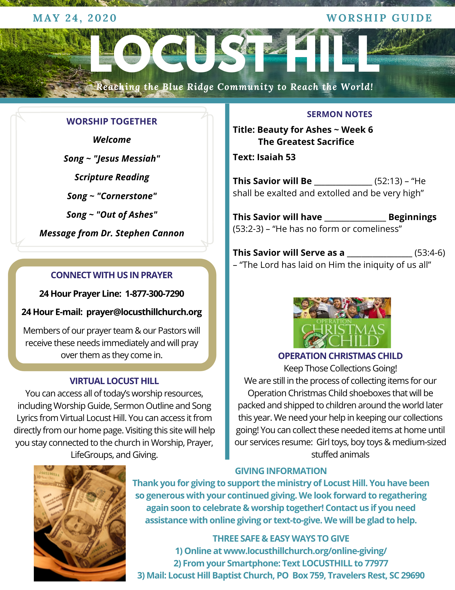 Worship Guide - LOCUST HILL BAPTIST CHURCH