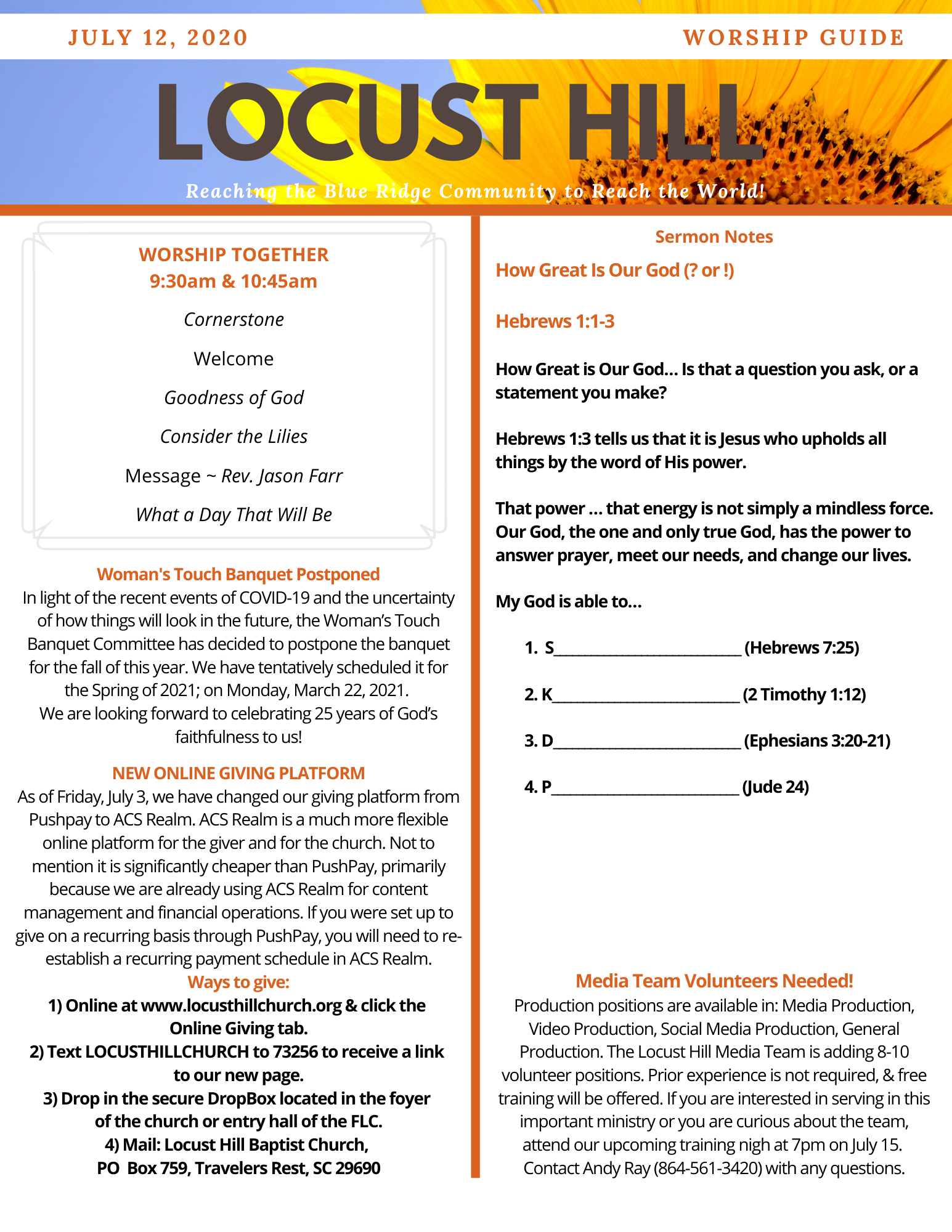 Worship Guide - LOCUST HILL BAPTIST CHURCH