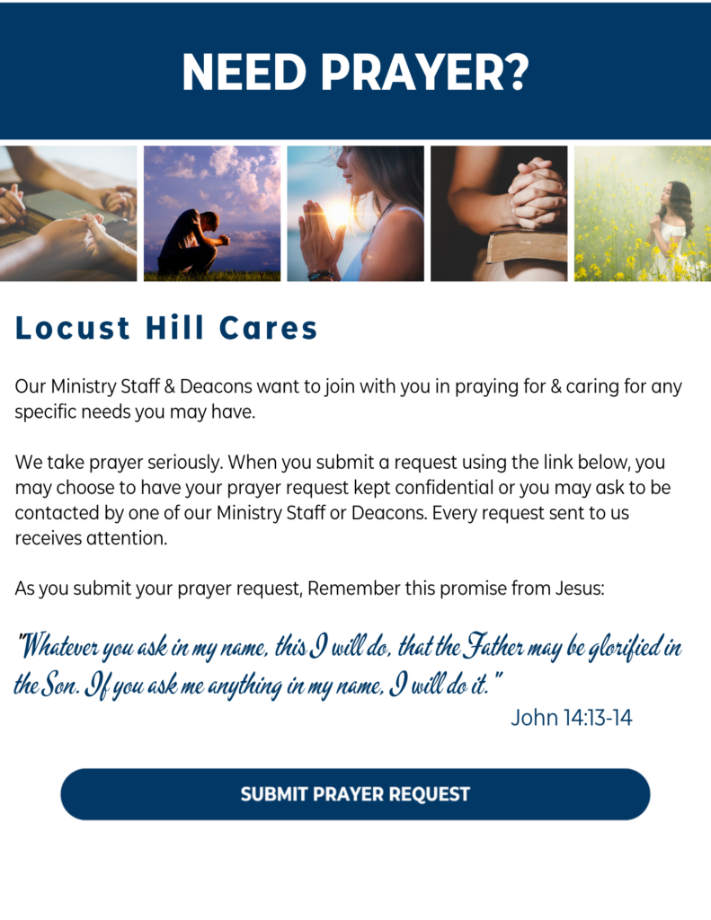 NEED PRAYER? - LOCUST HILL BAPTIST CHURCH
